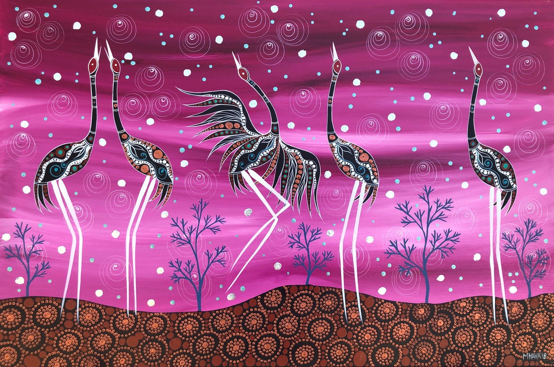 Melanie Hava / Brolgas in Pink (1A)